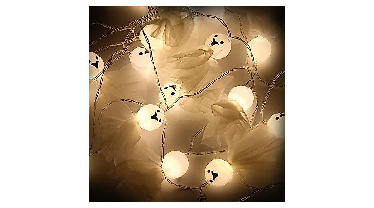 KIMOBER 20 LEDs Halloween Ghost String Lights for Spooky Decor