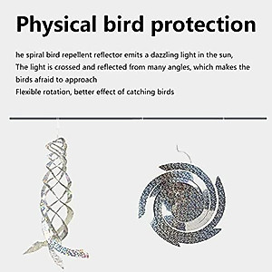 weiyufang Bird Spiral Reflectors Silver Mylar Spinner,Hanging Reflective Bird Deterrent Device for House Garden Swimming Pool