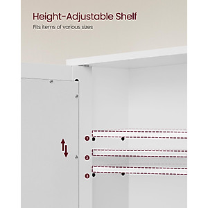 VASAGLE Bathroom Cabinet with Mirror, Wall Cabinet with 2 Mirrored Doors, Adjustable Shelf, Open Compartment, Wall-Mounted, 5.1 x 22.2 x 23 Inches, White ULHC002