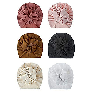 Happy Cherry 6 Pcs Baby Turban Knot Hats Newborn Infant Toddler Hospital Hat Cotton Head Wrap