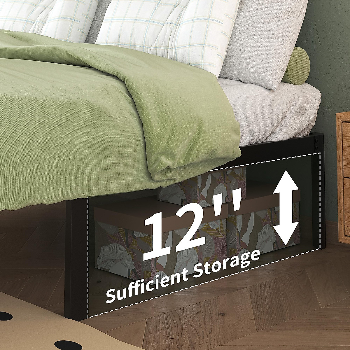 Lutown-Teen 14 Inch California King Bed Frames with Rounded Corner Legs, Heavy Duty Metal Cal King platform bed frame, No Box Spring Needed, Noise Free, Easy Assembly