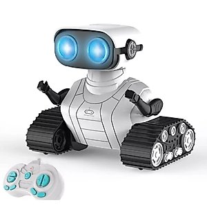 BOPTU Robot Toys, Rechargeable Robot Toy with Remote Control, Music, LED Eyes, Dance Moves, Flexible Head and Arms, Smart Sensing for Kids Boys Girls