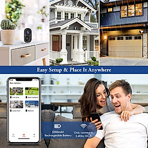 Smmvinnr Security Camera Wireless Outdoor, Wireless Outdoor Camera, Battery Powered Cameras for Home Security, 1080P Color Night Vision, 2-Way Talk, AI Motion Detection, Spotlight, IP65 Waterproof