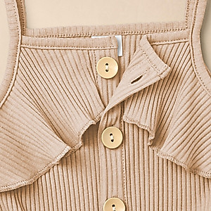 CETEPY 2T Girl Clothes Toddler Girl Summer Outfits Sleeveless Button Tie Front Girls Jumpsuit One Piece Halter Romper Apricot 2-3T/100cm