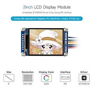waveshare 2inch LCD Display Module, Compatible with Raspberry Pi/Pi zero/Arduino/Esp32, with ST7789 Driver, 262K Color, IPS Screen, 240×320 Resolution, SPI Interface