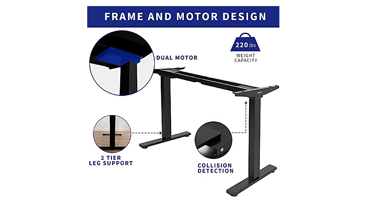 VIVO Electric Standing Desk Frame - Adjustable, Dual Motor, Easy Setup