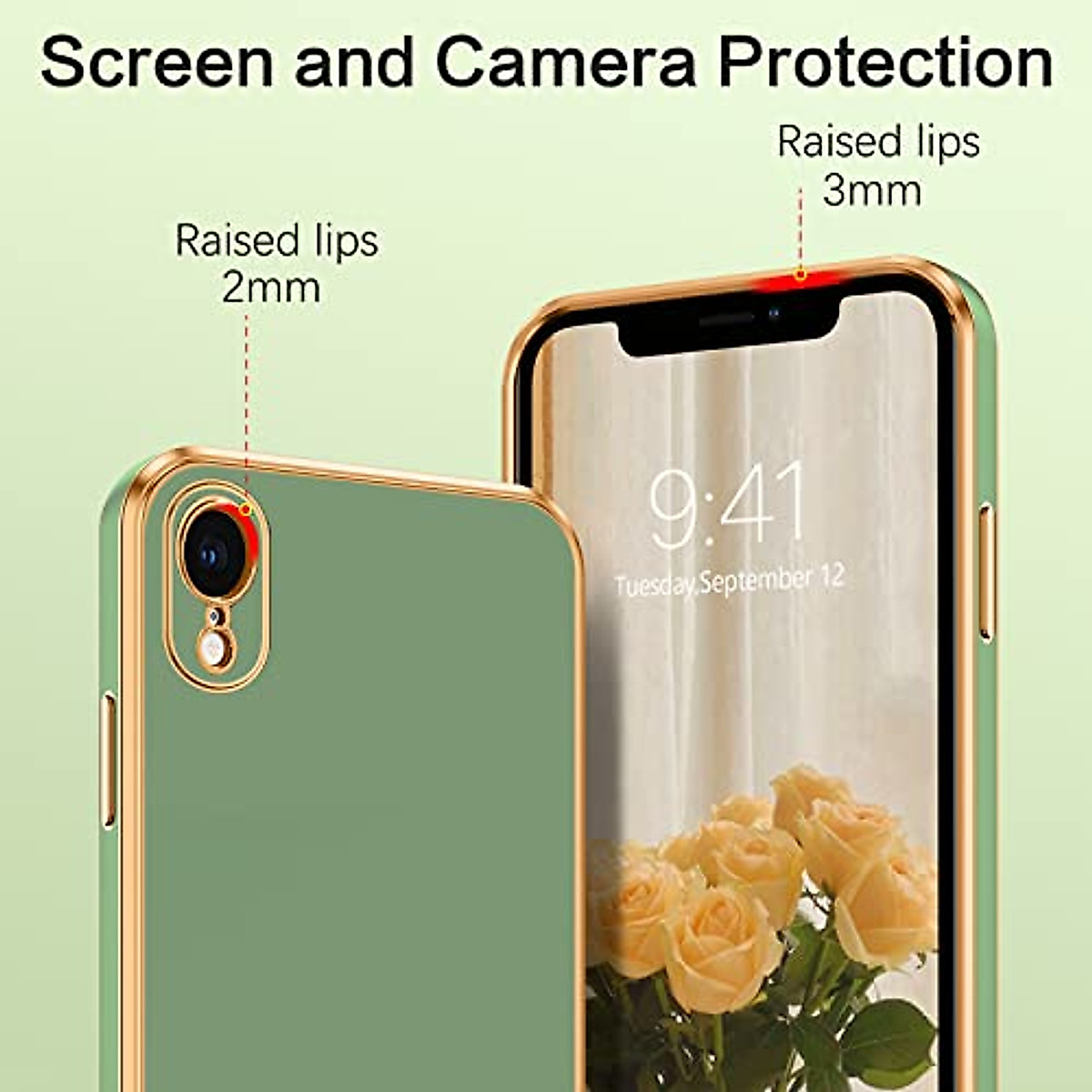 VENINGO iPhone XR Case, Phone Cases for iPhone XR,Slim Fit Soft TPU Rubber with Adjustable Wristband Kickstand Scratch Resistant Shockproof Protective Cover for Apple iPhone XR 6.1 Inch, Matcha Green