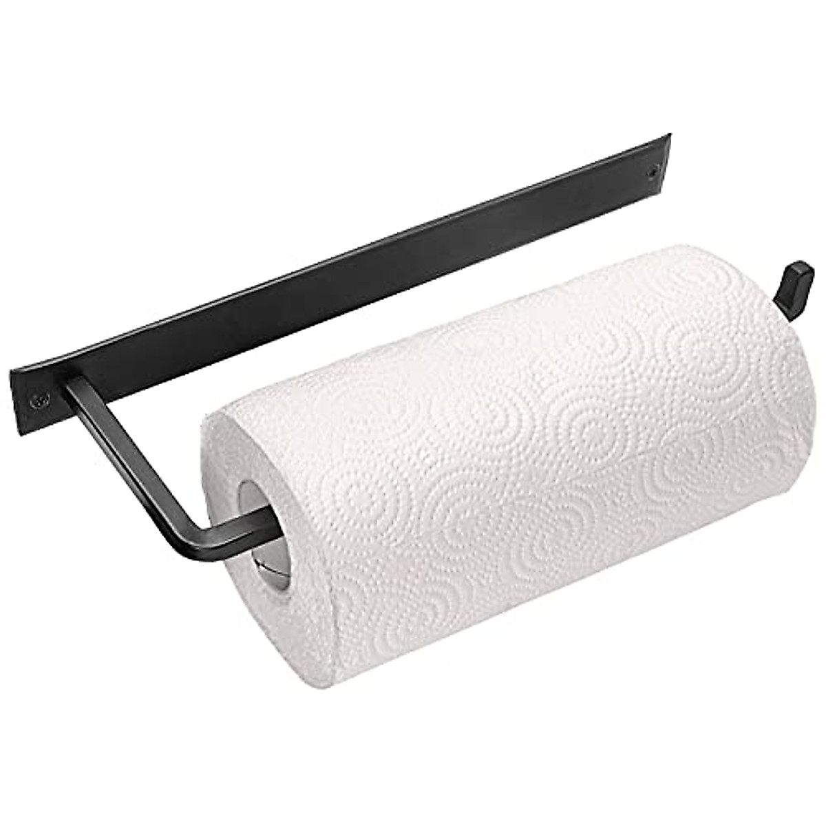 Blacksmith Handmade Farmhouse Wrought Iron Wall Mount Decorative Rustic Paper Towel Holder for Kitchen #MD19002 (Black)