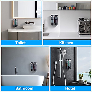 Shampoo and Conditioner Dispenser,GlintGath Shower Dispenser 2 Chamber No Drill Shampoo Dispenser for Shower Wall Mounted Shower Soap Dispenser for Bathroom Hotel,2 * 300ML,Matte Black