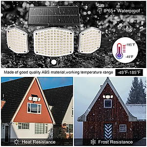 Solar Lights Outdoor 216LED Solar Flood Powered Security Lights with Motion Sensor,3 Head Adjustable 360° IP65+ Waterproof Spotlights Lights For Wall Deck Shed Yard Patio Garden Lighting 1200LM