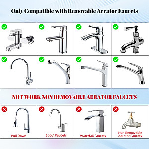 Hibbent Dual-function Metal Faucet Aerator, 2-Flow Big Angle Rotate Kitchen Sink Aerator 360 Degree Swivel Sink Sprayer Attachment, 55/64 Inch Female Thread, Chrome