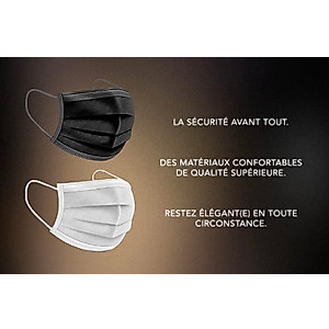 Black Shield - 100 + 2 Black Face Masks - 3 Layers - Ultra Comfy - Gentle Elastic Earloop - Disposable