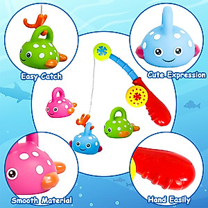 Fajiabao Baby Bath Toys for Kids Ages 1-3 Mold Free Water Toys No Hole Fishing Games Bathtub Toys for Toddler 2-4 Shower Toys Baby Gift for Boys Girls Age 1 2 3 4 5 6(Color Random)