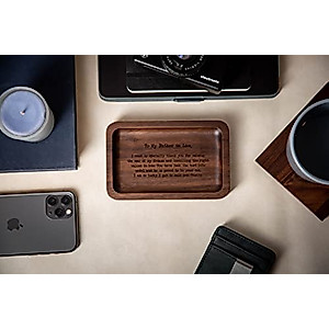 MUUJEE To My Father In Law Ring Dish - Rectangle Wood Tray Trinket Dish Gifts for Wedding Ceremony Father of the Groom Gift - 5.5" x 3.5"