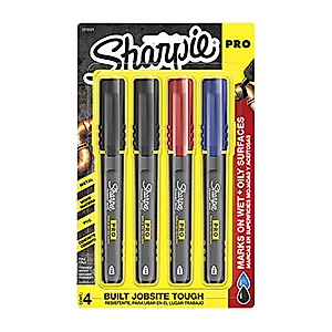 SHARPIE Pro Permanent Marker, Fine Point, Assorted Colors, 4-Count Marker (2018324)