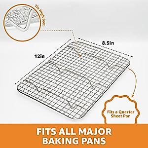 Priority Chef 18/8 Stainless Steel Cooling Rack, Heavy Duty Baking Rack For Oven Cooking, Fits Quarter Sheet Pan, Wire Rack For Cooking, Bacon, Cookie Cooling Rack, 8.5" x 12"