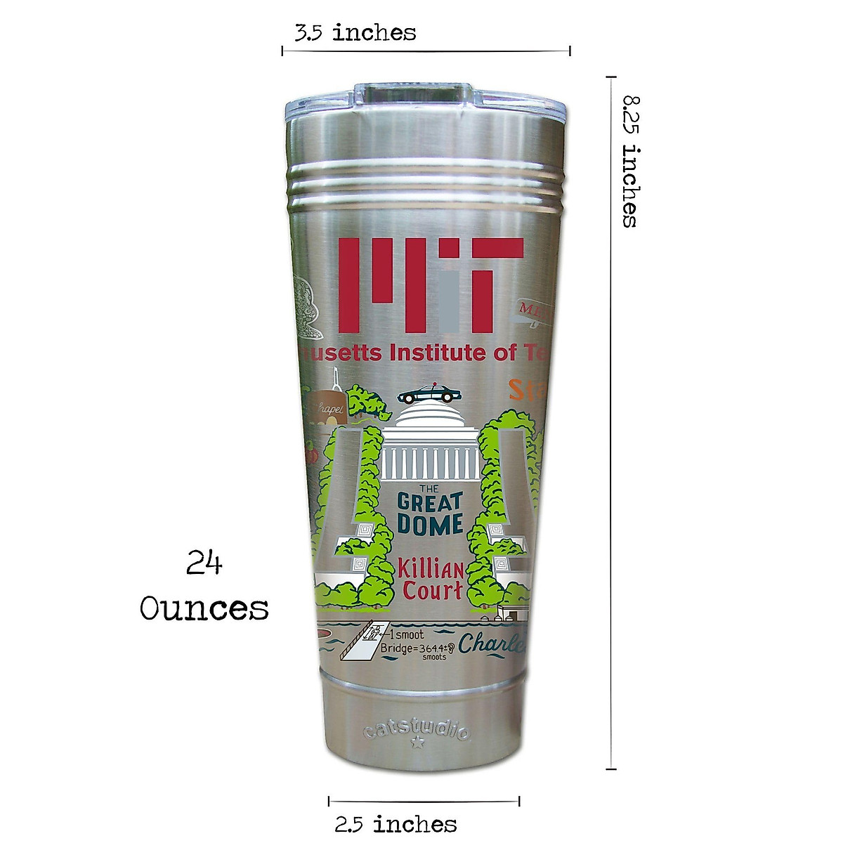 Catstudio Massachusetts Institute of Technology (MIT) of Collegiate Thermal Tumbler | Triple Wall Insulation With Non Slip Bottom | Great College Travel Cup for Water, Coffee, Tea, or Smoothies
