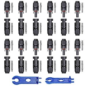 24 Pcs Solar Connector with Spanners 12 Pairs Waterproof Solar Panel Connector Male/Female 10AWG Replacement