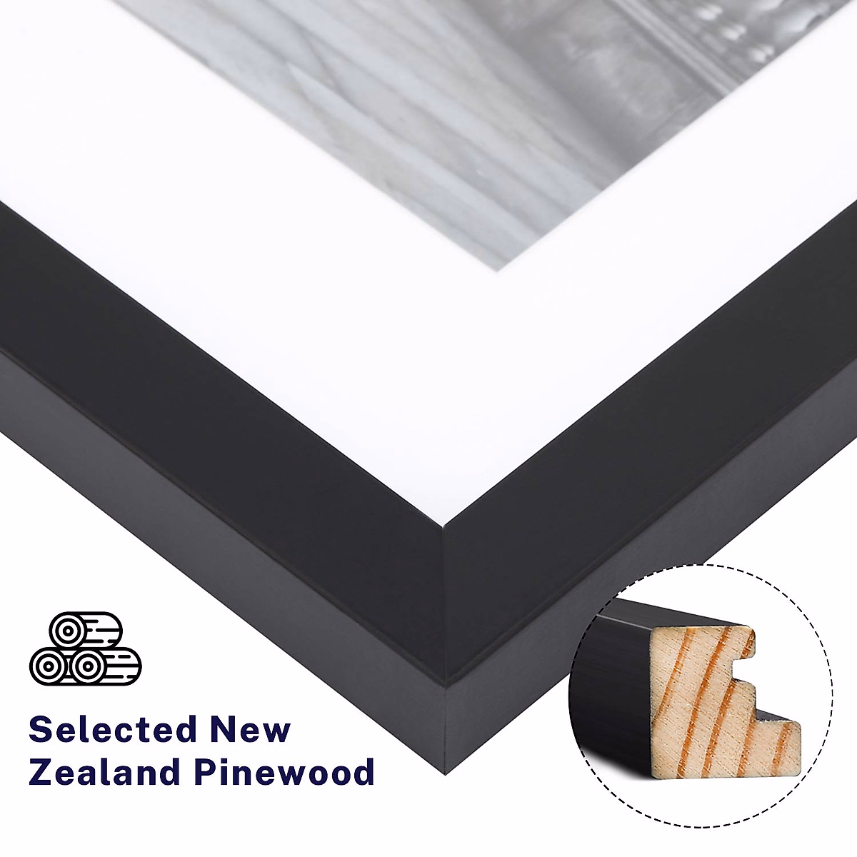 ONE WALL Tempered Glass 16x20 Signature Picture Frame with White Mat Display 8x10 Photo for Wedding, Celebrations and Graduation, Black Wood Frame for Wall Hanging - Mounting Hardware Included