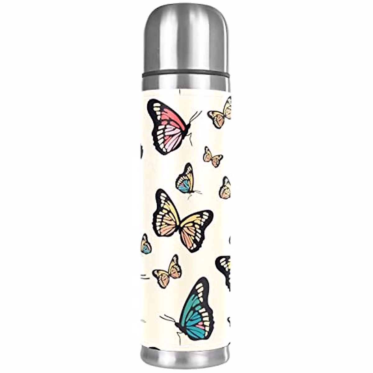 Butterflies Pattern Vacuum Insulated Stainless Steel Water Bottle, Double Walled Travel Thermos Coffee Mug 17 OZ for School Office
