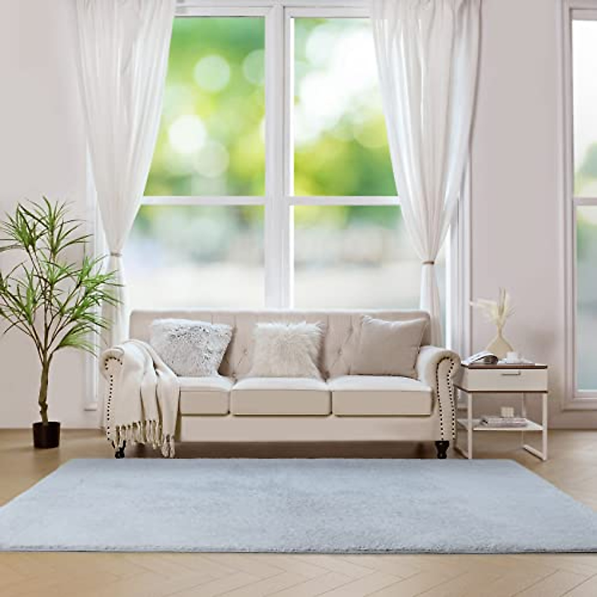 duduta Grey Soft Fluffy Rug 5x8 ft, Shag Fuzzy Plush Rectangle Carpet for Bedroom Nursery Living Room Home Decor