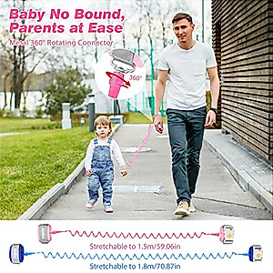 Zooawa Toddler Leash 2Pack, Toddler Kids Harness Anti Lost Wrist Link with Magnetic Lock, Reflective Safety Walking Harness Wristband Leashes for 2,3,4 Years Old Boys Girls, Blue+Pink