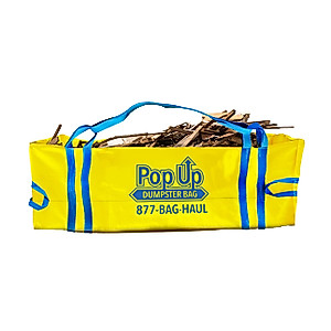 Pop Up Dumpster Bag - Yellow Flexible Dumpster Bag 3 cubic yards and holds up to 3,500 lbs, Waste Bag Heavy Duty
