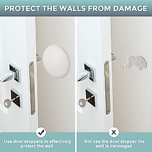 ROMZCPH Door Stopper Wall Protector 4PCS ,3.15" Large Door Handle Bumper, Silicone Wall Protectors from Door Knobs –The Home or Office (White)