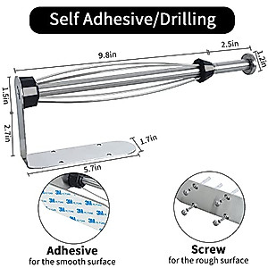 Paper Towel Holder Under Cabinet with Damping Effect, Brushed Nickel Single Hand Operable Self-Adhesive or Drilled Under Counter Paper Towel Holder Wall Mount for Kitchen Bathroom - Silver