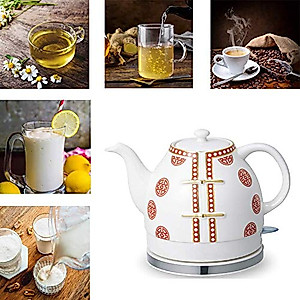 Hokcus Electric Ceramic Kettle Teapot-Retro 1.2L Stainless Steel Jug,Bpa-Free,Automatic Power Off Fast Boiling Removable Base,Boil Dry Protection 1200W/Red