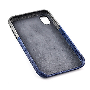 Dockem Wallet Case for iPhone X/XS (5.8"): Built-in Metal Plate for Magnetic Mounting & 2 Credit Card Holder Slots (Luxe M2 Synthetic Leather, Blue & Grey)