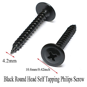 Pro Bamboo Kitchen 50pcs Black Round Head Self Tapping Philips Screw #8x1-1/4" Carbon Steel Truss Head Tapping Screw with Washers for Computers and Other Electronic Products