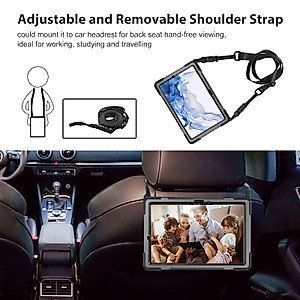 ProCase Galaxy Tab S8 Plus 2022 / S7 Plus 12.4” 2020 Case with S Pen Holder (Model SM-X800/X806/T970/T975), Rugged Heavy Duty Shockproof Case with Hand Strap Rotating Kickstand Protective Cover–Black