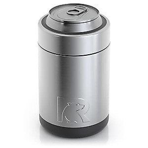 RTIC Can Cooler Insulated, Beer, Beverage, Soda Can Cooler with Lid, Stainless Steel Metal, Double Wall Insulation Coozie for Cans, Sweat Proof, 12oz, Stainless Steel