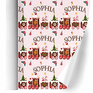 Artsadd Custom Christmas Wrapping Paper Rolls with Name Xmas Snowflake Personalized Birthday Gift Wrapping Paper for Kids Men Women 58"x 23"