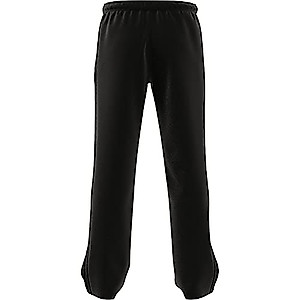 adidas Men's Essentials Warm-Up Open Hem 3-Stripes Tracksuit Bottoms, Black/Black, Small