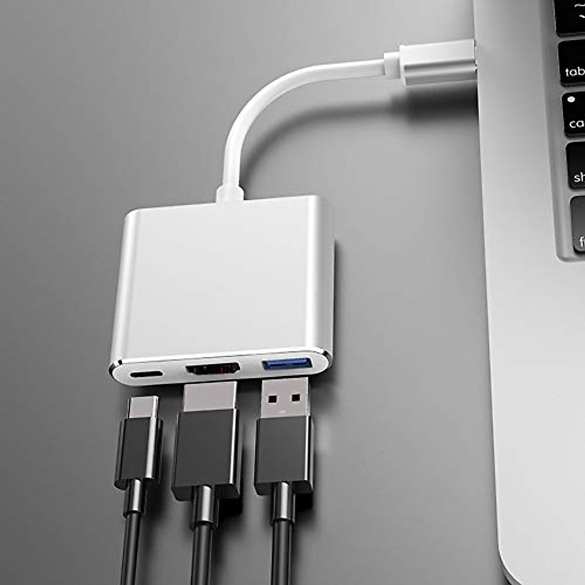 XUNMAIFHB Portable Docking Station,Type-c Turn hdmi Three-in-one Converter typec Multi-Function Docking Station USB Interface, PD Fast Charge, HD HDMI Fast Transmission, Gold