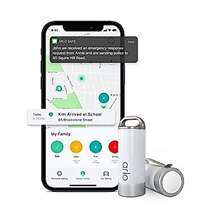 Arlo Safe Family Bundle - 1-Year Safe Family Plan & 2 Safe Button Accessories - Safety Keychain for Women, Elderly Assistance Products, College Essentials, Tracking Device for Kids, Personal Safety