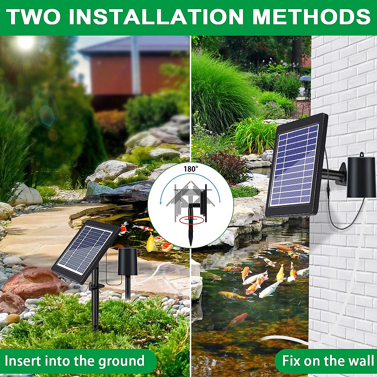 Solar Pond Aerator with Air Pump, 3 Modes(18H/36H/72H) Solar Aerator for Ponds Outdoor, 4W & 2200 mAh Solar Powered Air Pump with Bubble Regulator for Small Fish Pond, Stock Tank, Aquarium Hydroponics