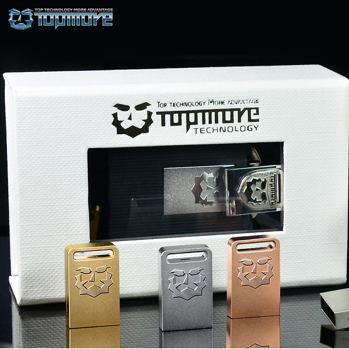 TOPMORE Key Ring ZH Series USB 3.0 Key Ring Design Flash Drive Portable High Read Speed Key Chain Memory Stick (64GB, Gold)