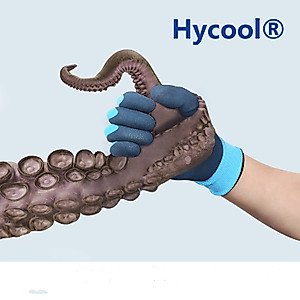 DS Safety L6201 Waterproof Work Gloves 15 Gauge Hycool Grip Men's Working Gloves Double Coated Nylon Gloves with Comfortable Latex Foam for Multipurpose Use 1 Pair(M)