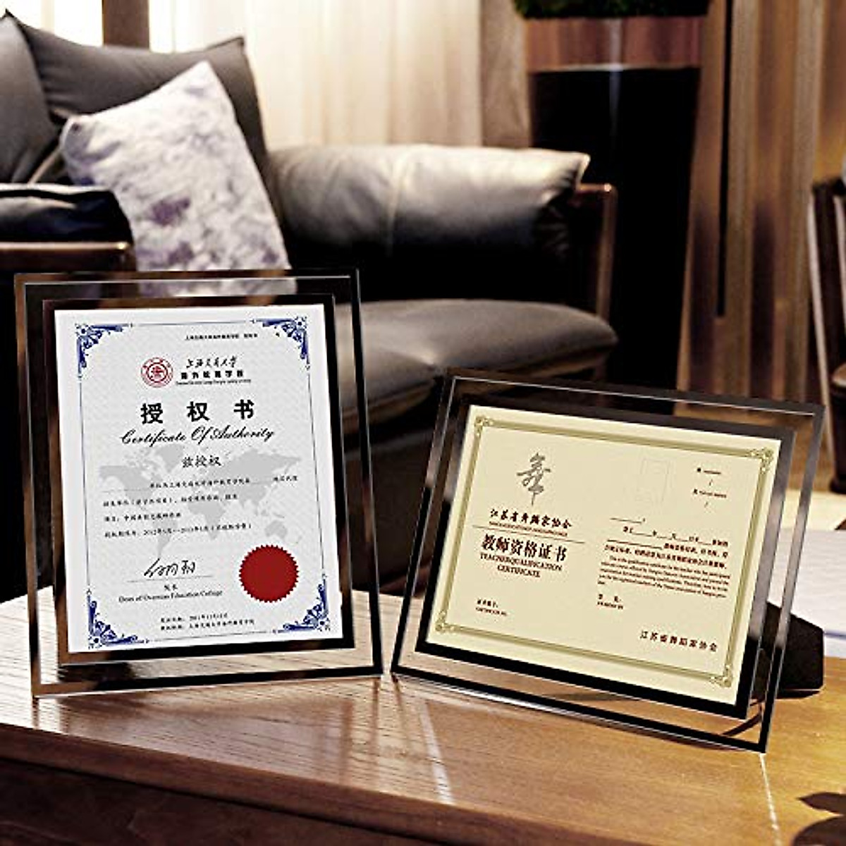 Cq acrylic 6x8 Glass Picture Frame,Silver Mirrored for Photo Display Stand on Tabletop,Pack of 2