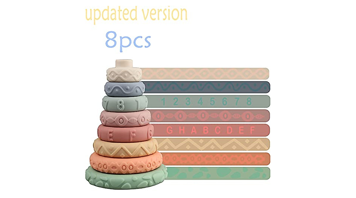 8 Pcs Stacking Rings - Fun Montessori Toys for Babies