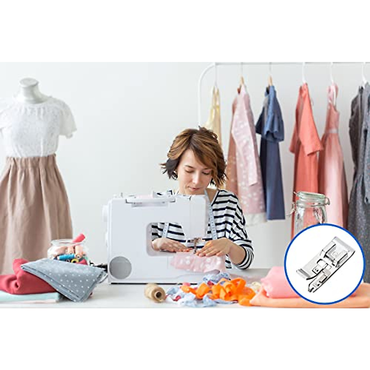 TISEKER Snap On Overcast Presser Foot (G) Fits for All Low Shank Snap-On Singer, Brother, Babylock,New Home, Janome, Kenmore, Euro-Pro, White, Juki, Simplicity, Elna Sewing Machines