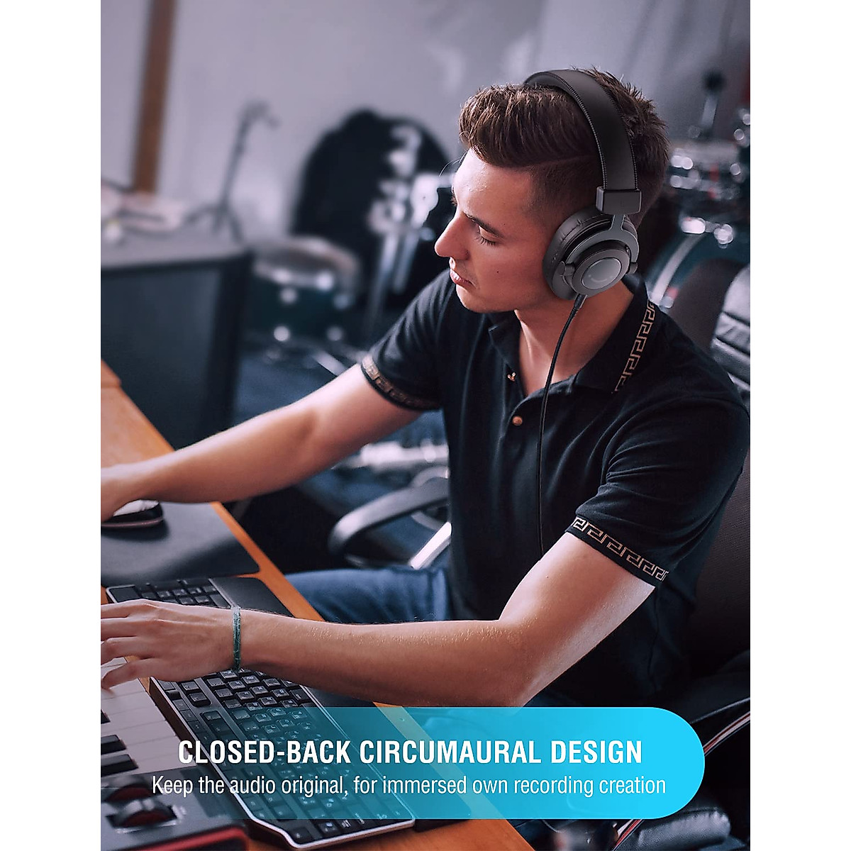 FIFINE Condenser Mic and 3.5mm/6.35mm Headphones for Studio Monitor, RGB Gaming Mic with Quick Mute, Gain Control, Wired Headphones for Podcast Monitoring, Streaming (A6V+H8)