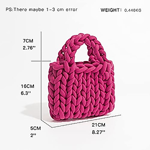 Handmade Coarse Cotton Crochet Tote Bag Knitted Winter Lady Handbag Small Cute Casual Rope Woven Clutch Purses White