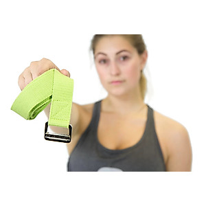 Gradient Fitness Yoga Strap, Friction-Less Easy-Feed Buckle, Yoga Straps for Stretching, Super Soft Cotton/Polyester Blend Webbing, Yoga band, Free eGuide. (8 Feet) Green