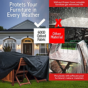 Noshki Patio Furniture Covers, Heavy Duty 600D Outdoor Furniture Cover Waterproof & Dust Proof for Sectional Sofa Set Cover, Patio Table and Chair Sets (74" L x 47" W x 27" H)