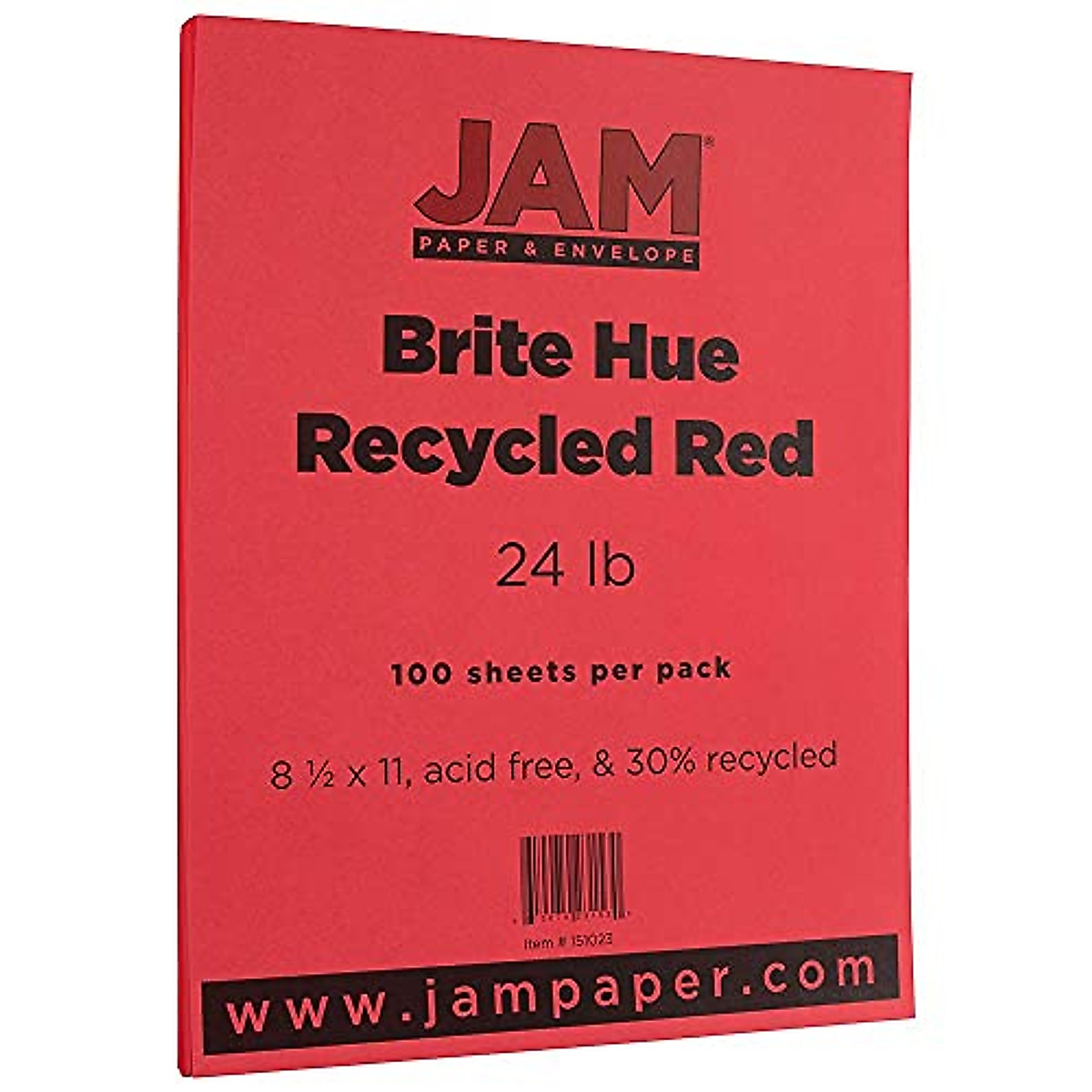 JAM PAPER Colored 24lb Paper - 90 gsm - 8.5 x 11 - Red Recycled - 50 Sheets/Pack