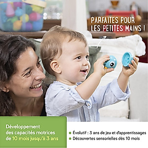 Lalaboom My First Step-by-Step Developmental Sensory 6 Piece Character Bead Activity Tube Set – Pop, Twist, Mix, and Stack— Montessori Method STEM Focus – Dishwasher Safe - Ages 10 Months+ - BL310